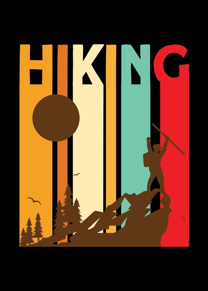 'Hiking Retro Hiking' Poster, picture, metal print, paint by Mooon ...