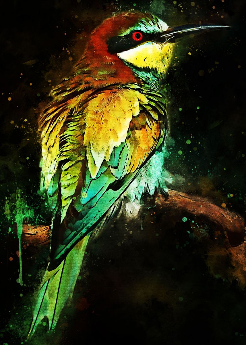 'Splatter Birds Watercolor' Poster, picture, metal print, paint by Muh ...