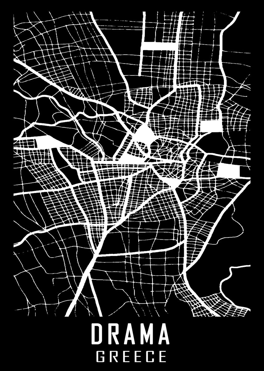 'Drama Greece city map' Poster, picture, metal print, paint by ...