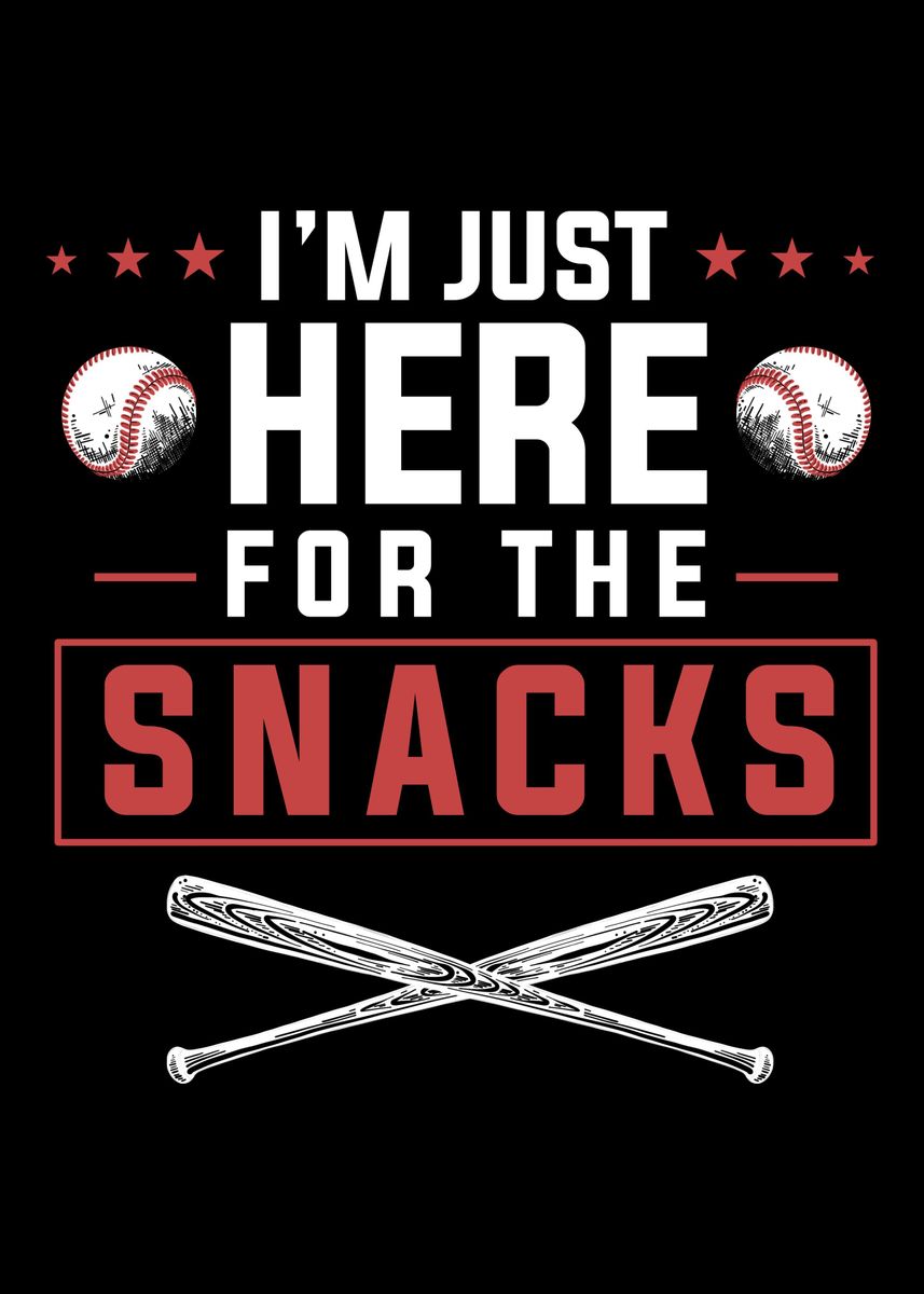 'Baseball Fan Humor Snack' Poster, picture, metal print, paint by ...