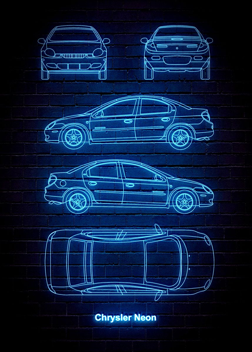 'Chrysler Neon' Poster by Black Iris | Displate