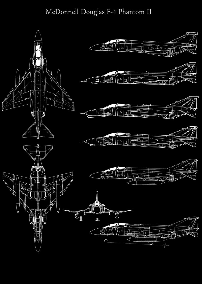 'McDonnell Douglas F4 Phant' Poster, picture, metal print, paint by Mod ...