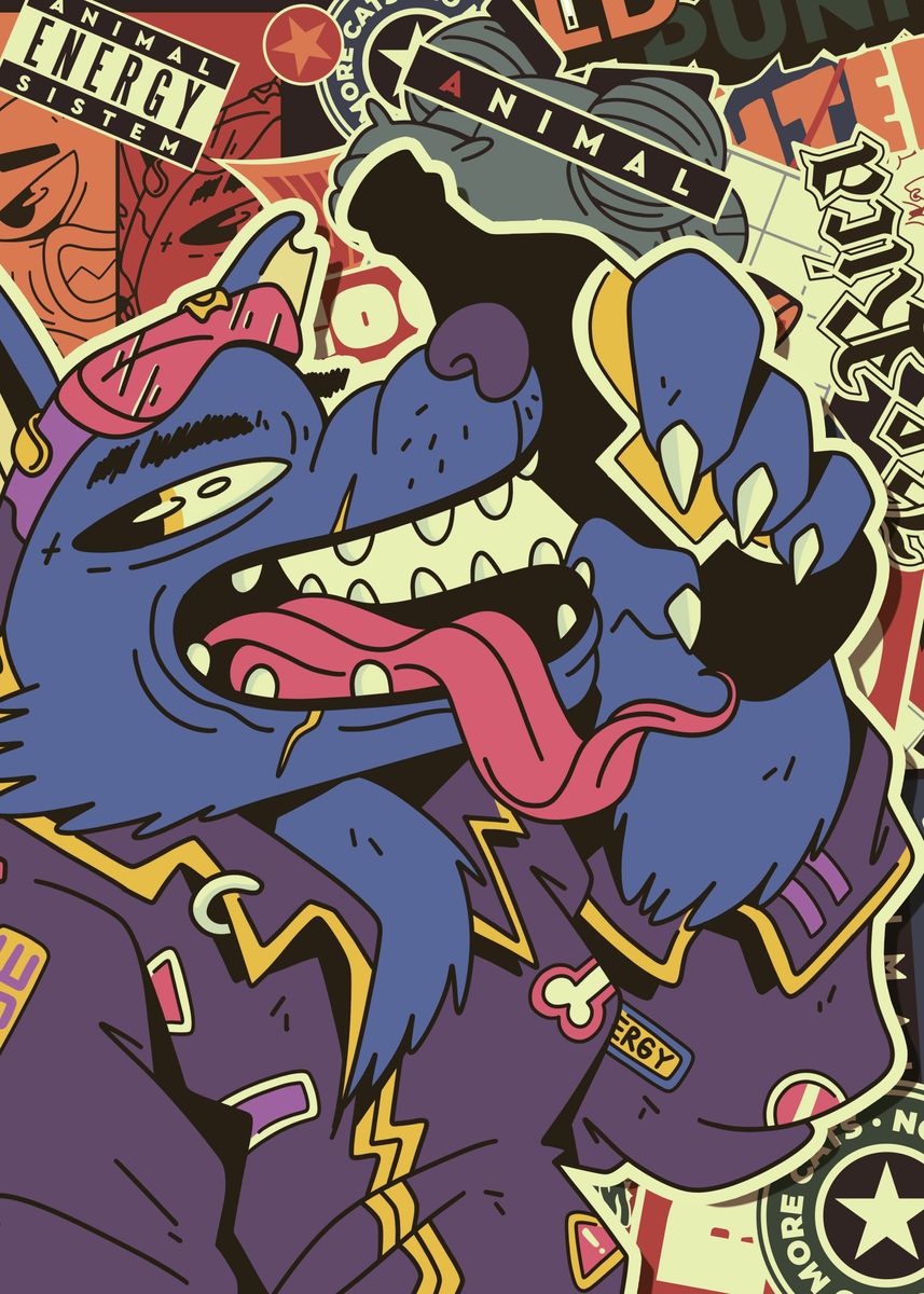 'Wolf Punk' Poster, picture, metal print, paint by Bruno Pires | Displate