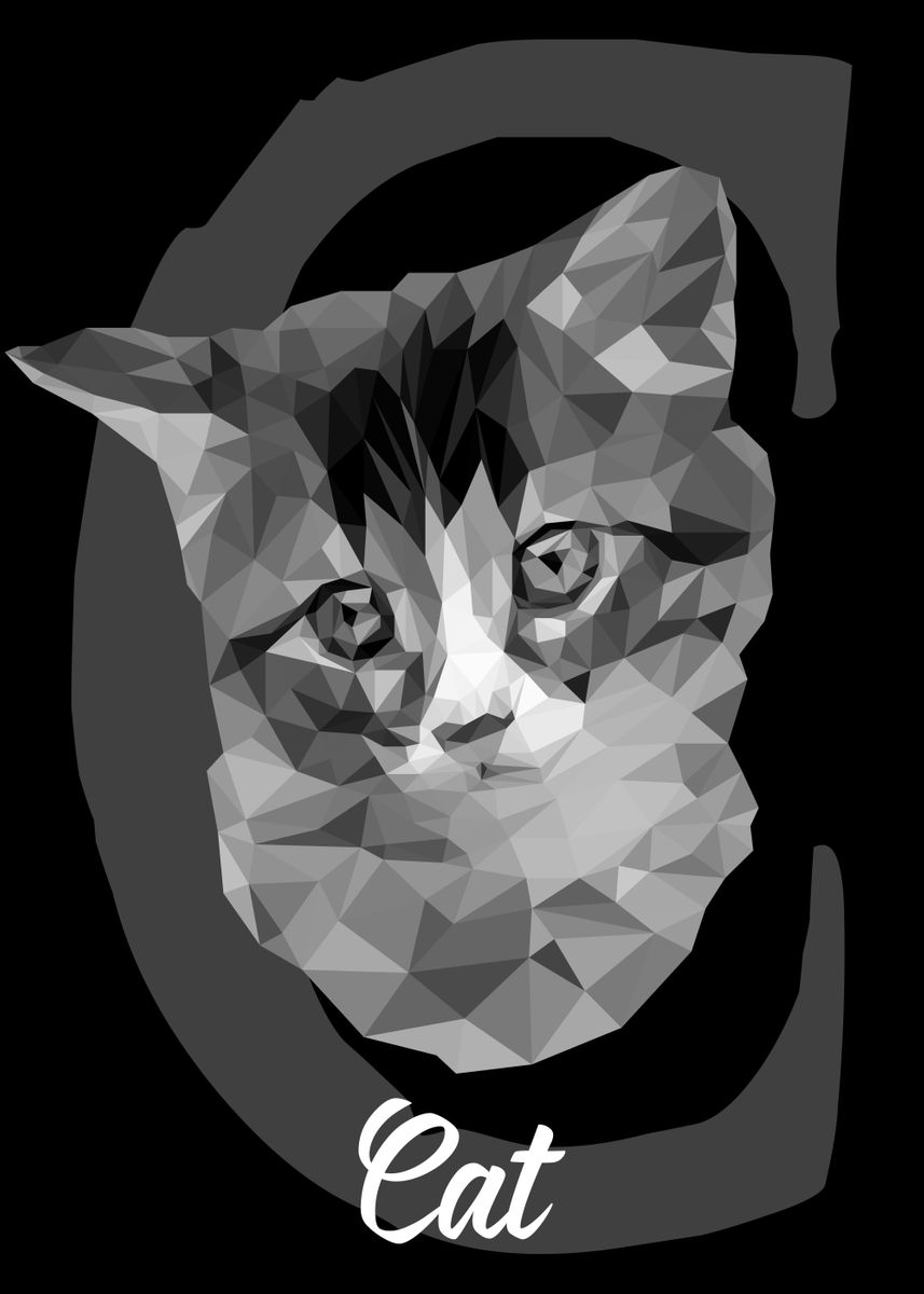 'Cat' Poster, picture, metal print, paint by minh doan | Displate
