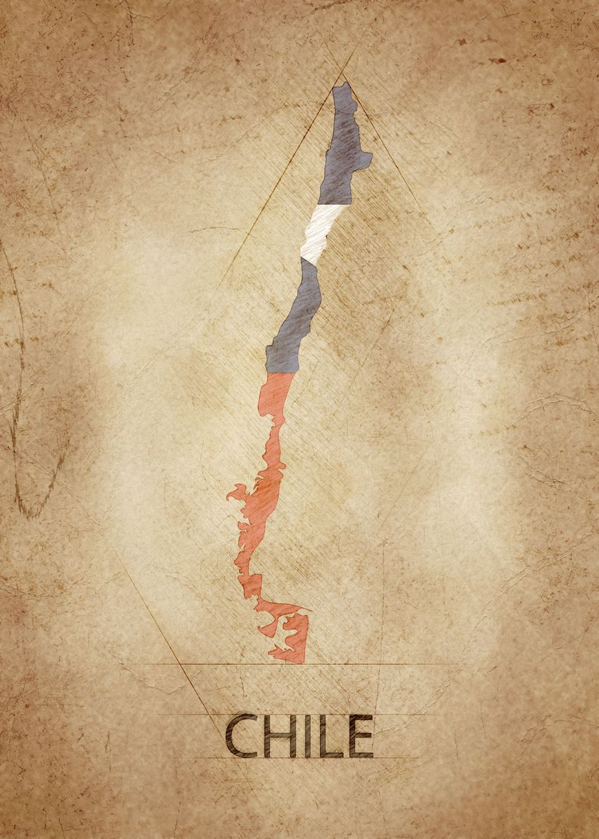 'Chile' Poster, picture, metal print, paint by Luvy | Displate