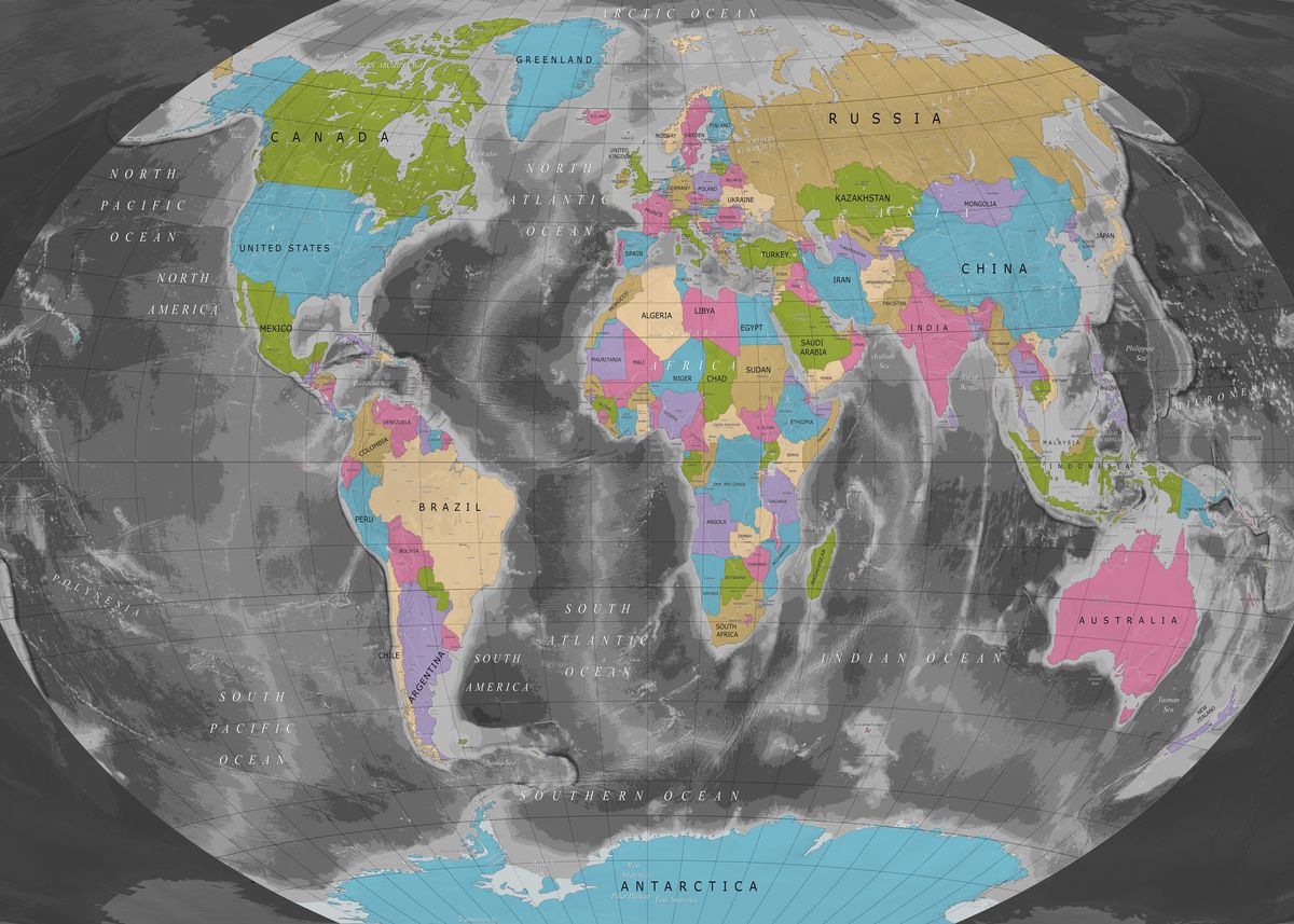 'Political world map' Poster by Sam Kal | Displate