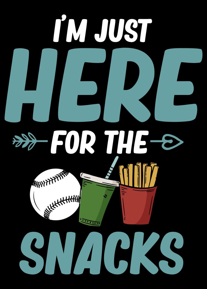 'Baseball Snack Food Humor' Poster, picture, metal print, paint by ...