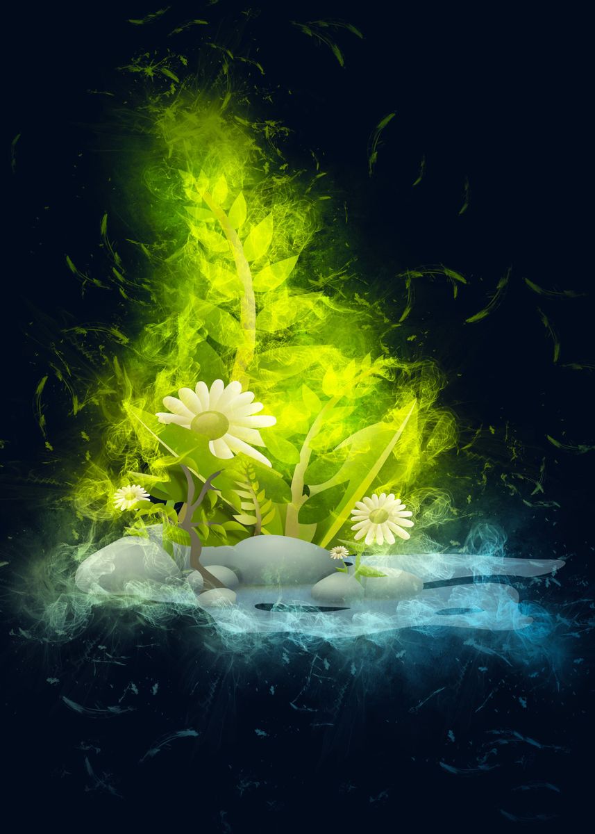 'smoky flower' Poster, picture, metal print, paint by Soft Brush | Displate