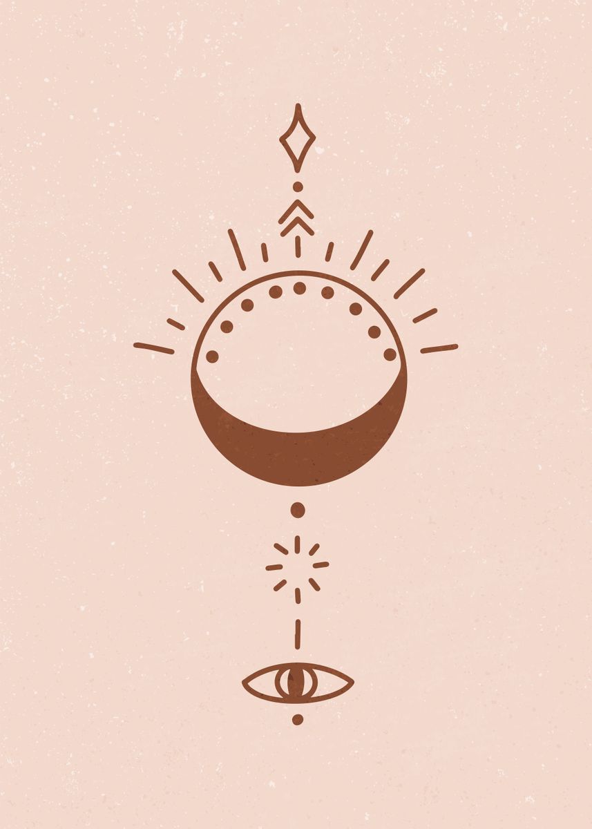 'Boho Sun Moon Lines Eye' Poster, picture, metal print, paint by Uber ...