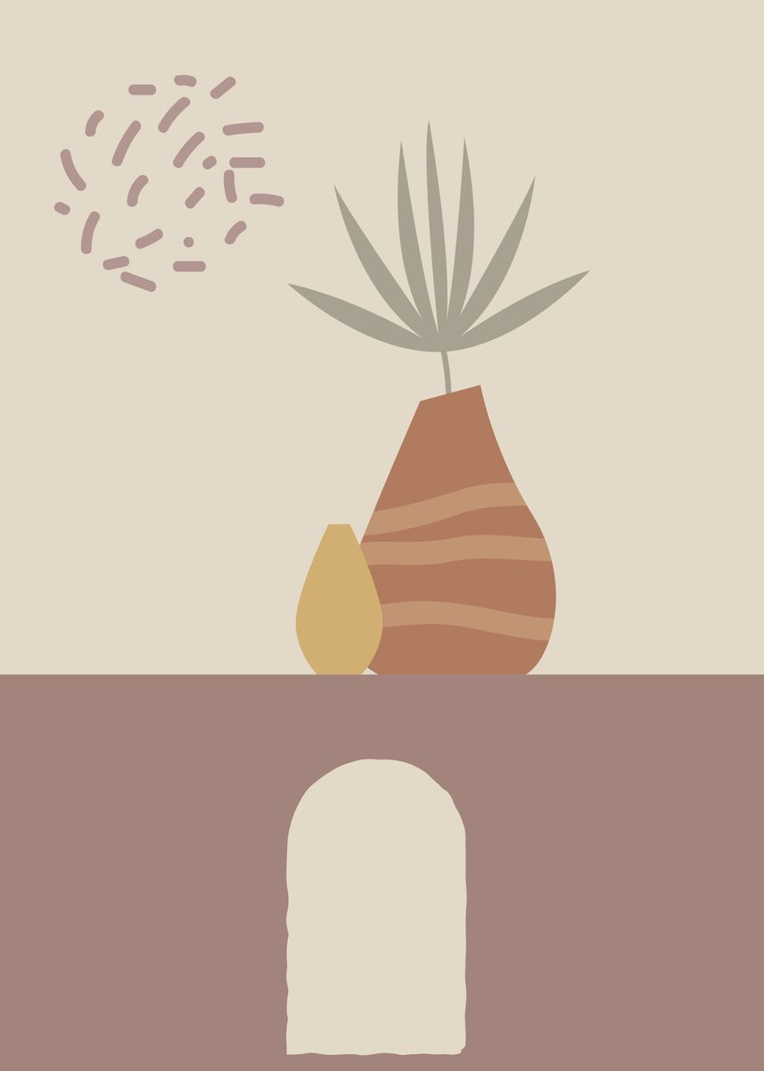 'Bohemian Floral leaf vase ' Poster, picture, metal print, paint by ...