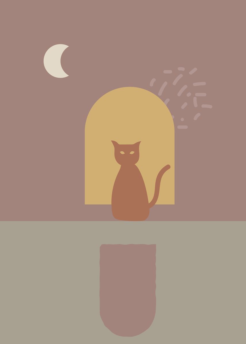 'Cute cat pet home decor' Poster by Human Shadow | Displate