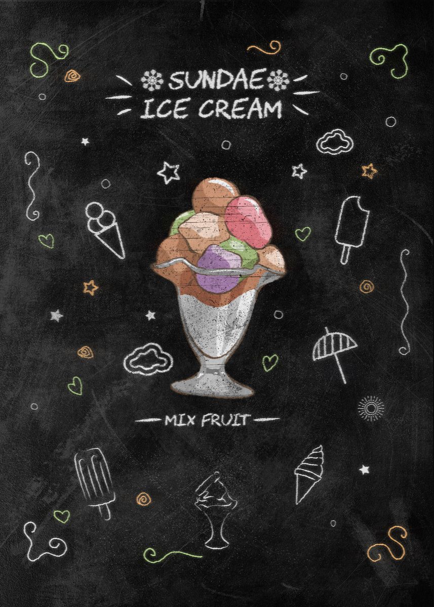 'Mix Fruit Ice Cream' Poster, picture, metal print, paint by Audai ...