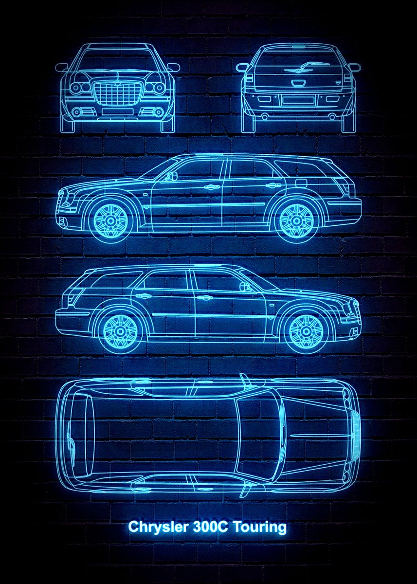 'Chrysler 300C Touring' Poster, picture, metal print, paint by Black ...