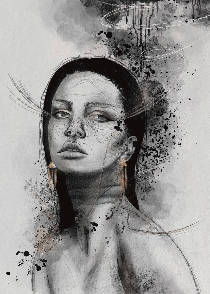 'Abstract Art Portrait 5' Poster by Jennifer Maier | Displate