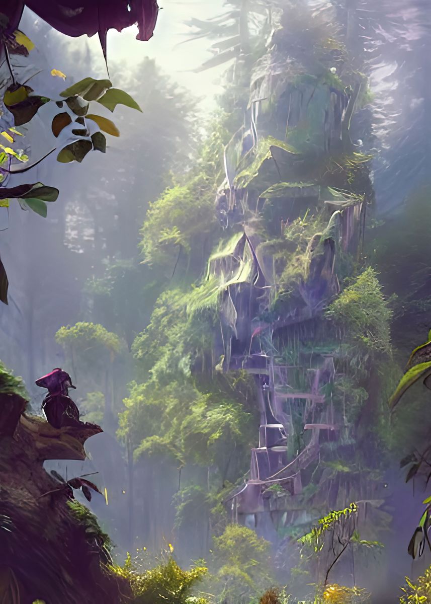 'Overgrown Tower' Poster, picture, metal print, paint by Elomin Sha ...