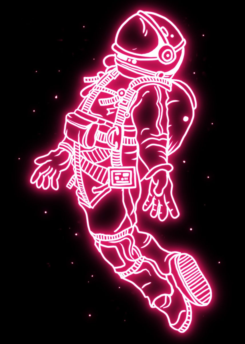 'Astronaut neon art' Poster, picture, metal print, paint by Pegasus Art ...