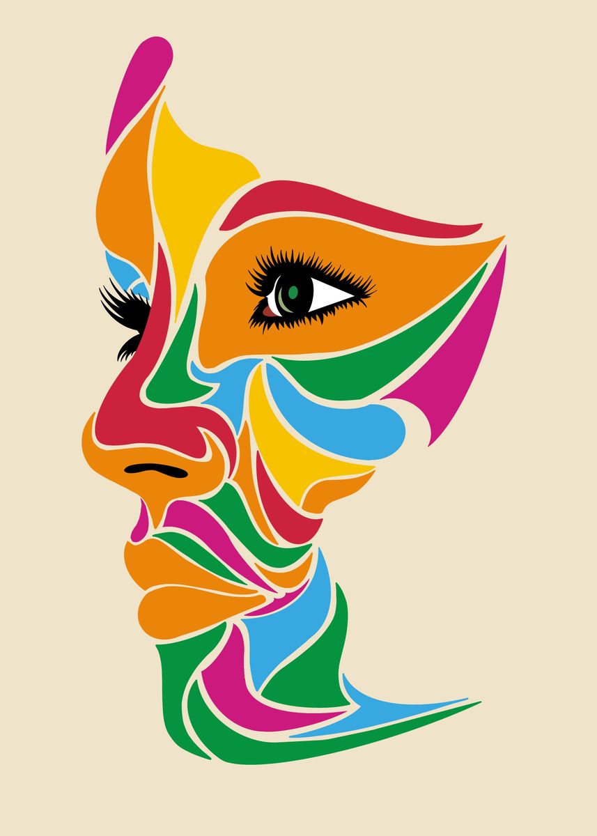 'Mask' Poster, picture, metal print, paint by Karin Studio | Displate