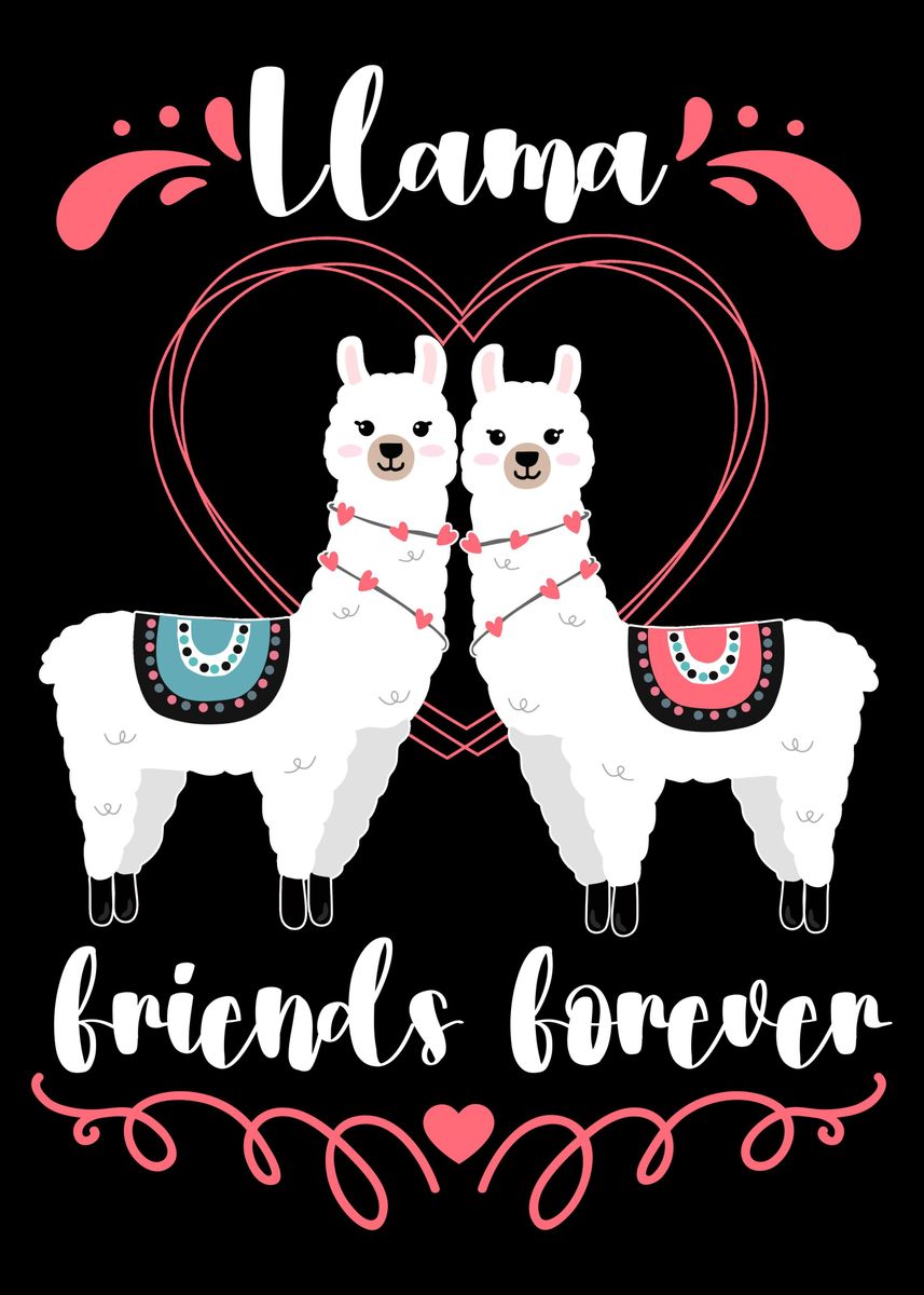 'Llama Friends Llamas' Poster, picture, metal print, paint by ...