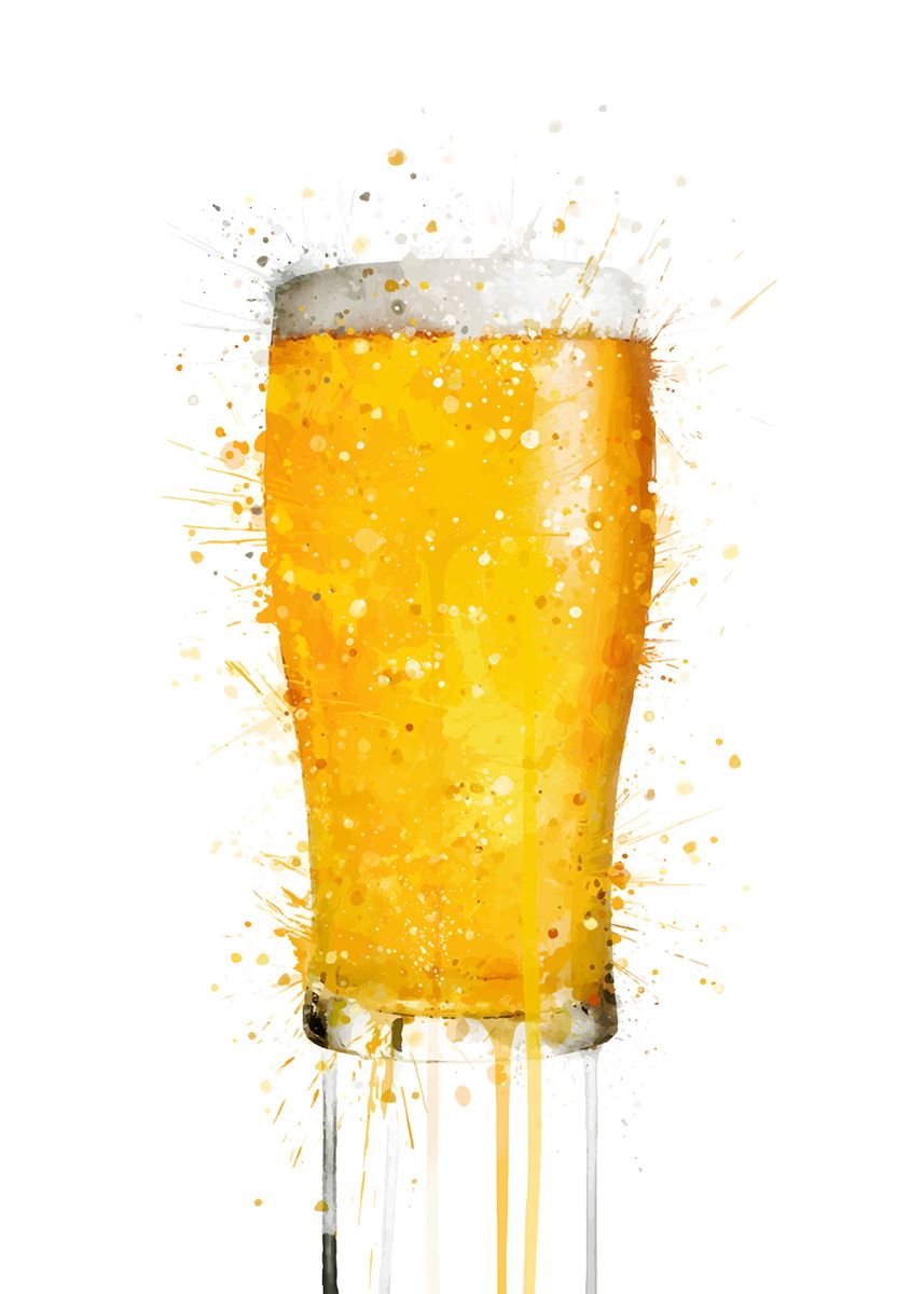 'Beer Glass' Poster, picture, metal print, paint by Izu | Displate