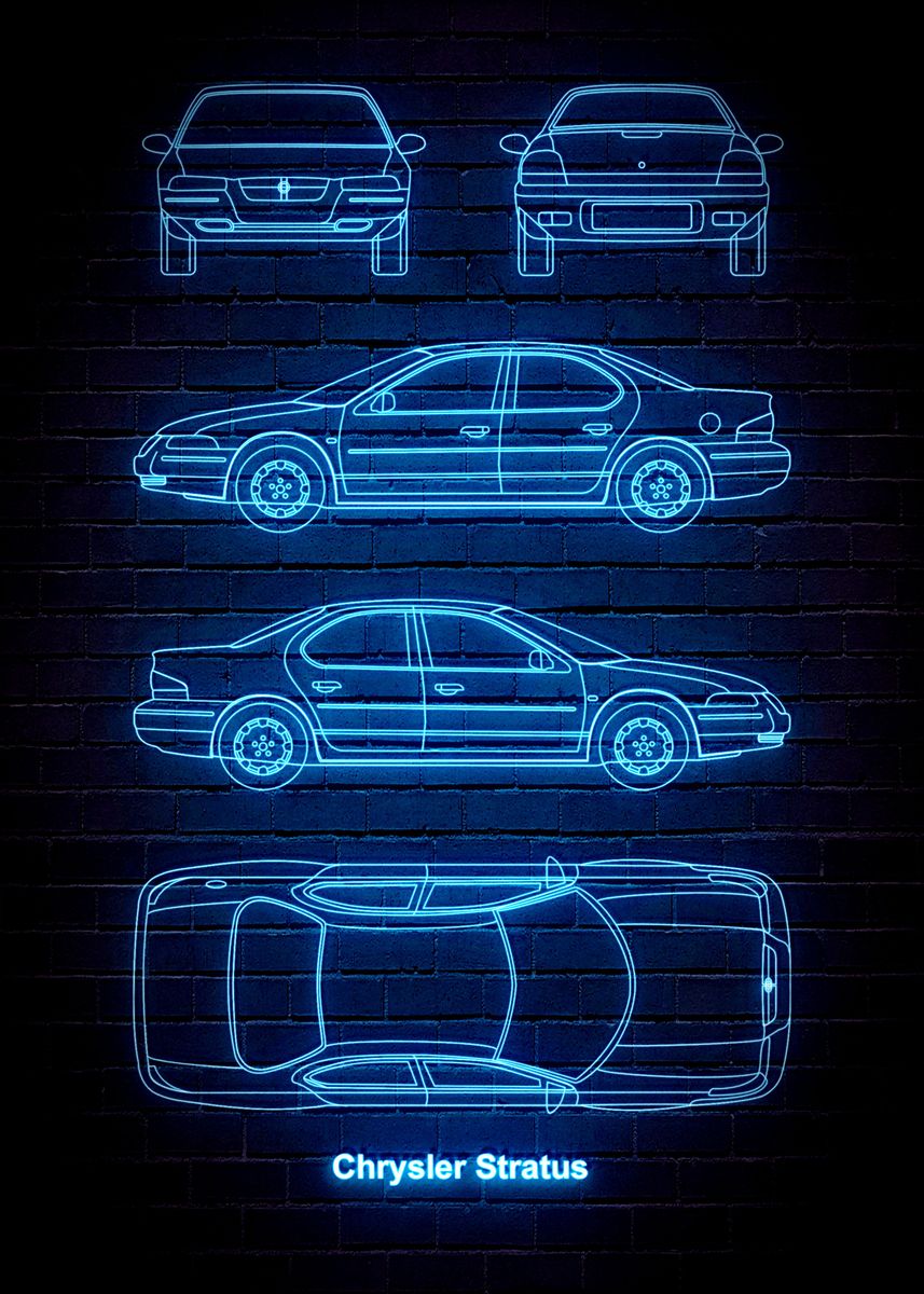 'Chrysler Stratus' Poster, picture, metal print, paint by Black Iris ...