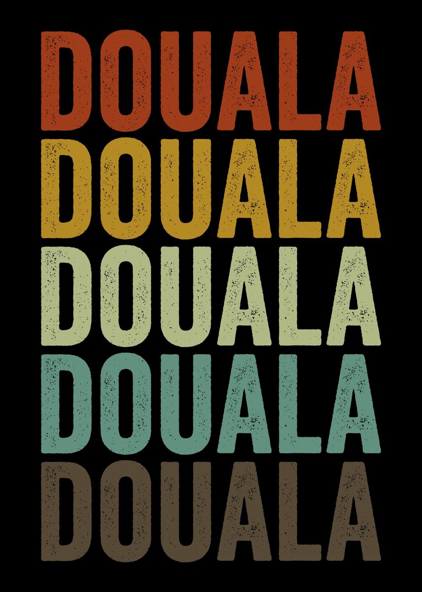 'Douala Cameroon Retro' Poster, picture, metal print, paint by AestheticAlex | Displate