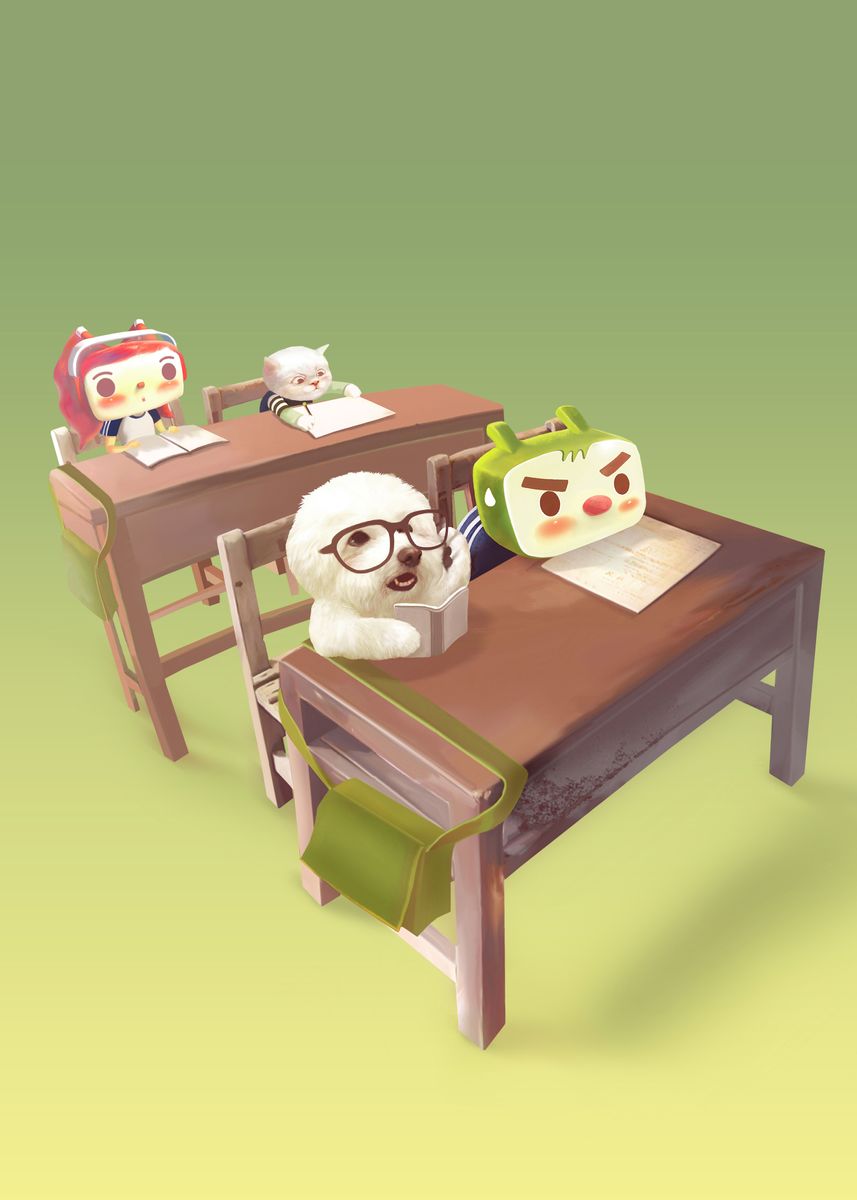 'Cute dog reading a book' Poster by zkokzohi | Displate