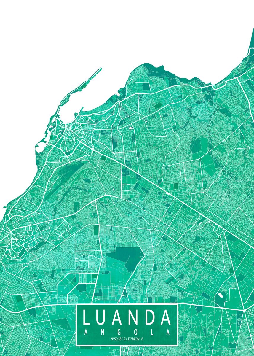 'Luanda Map Watercolor' Poster by deMAP Studio | Displate