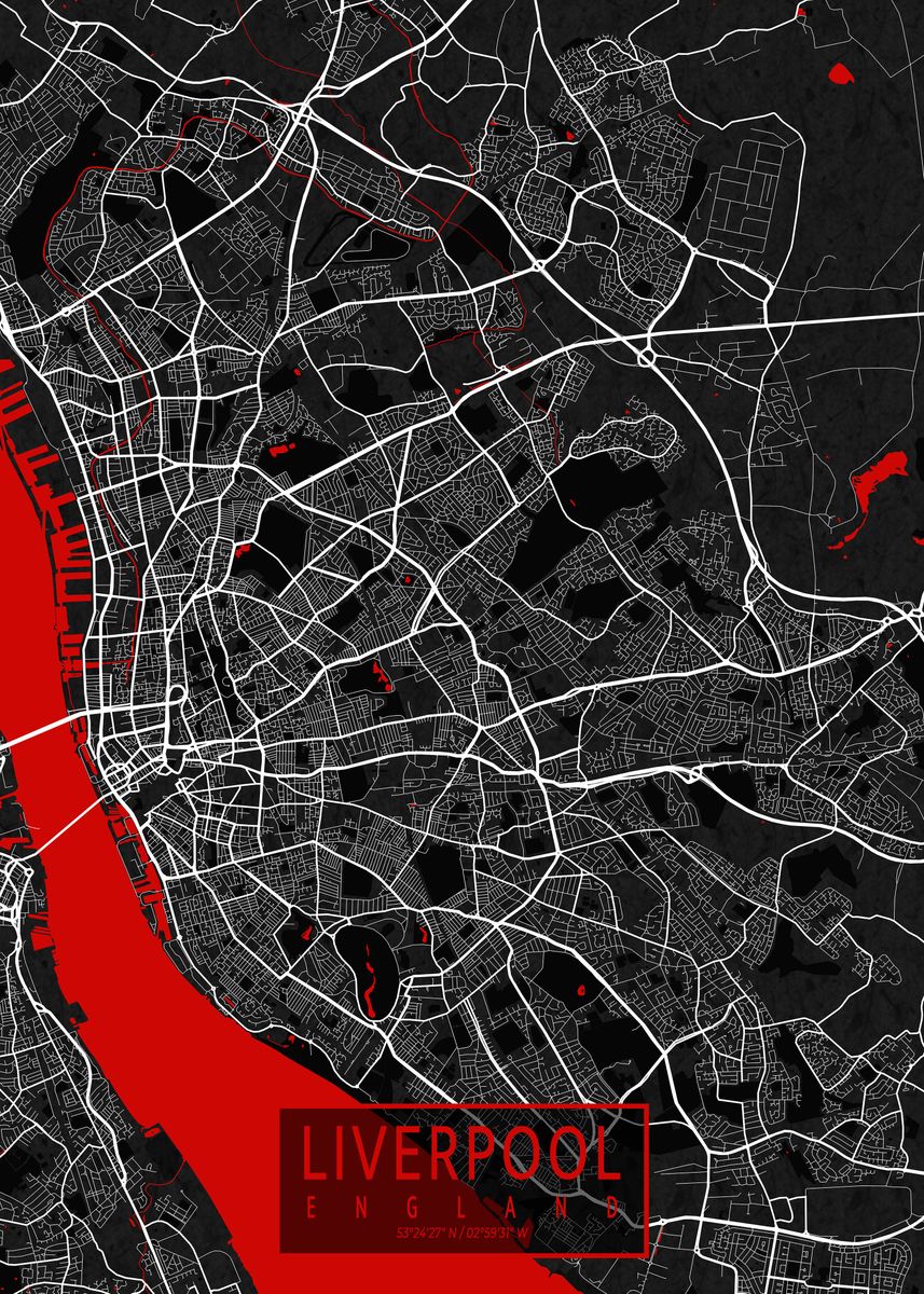 'Liverpool Map Oriental' Poster, picture, metal print, paint by deMAP ...