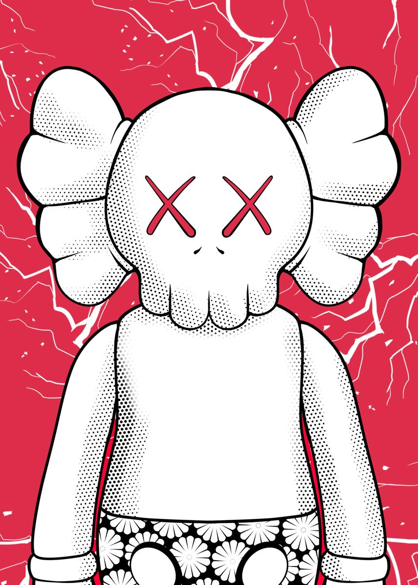 'kaws red' Poster, picture, metal print, paint by Boon Edgar | Displate