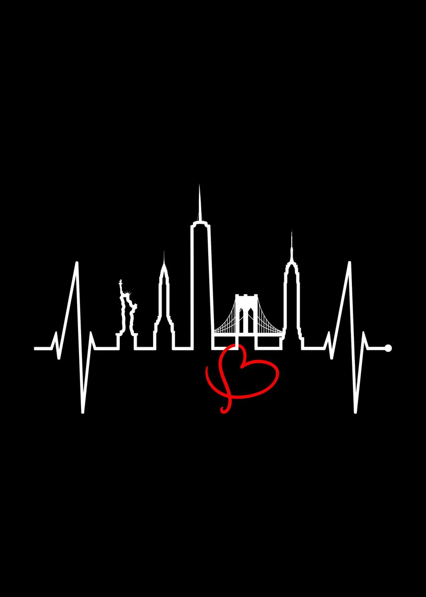 'New York Heartbeat NYC' Poster by EDventures | Displate