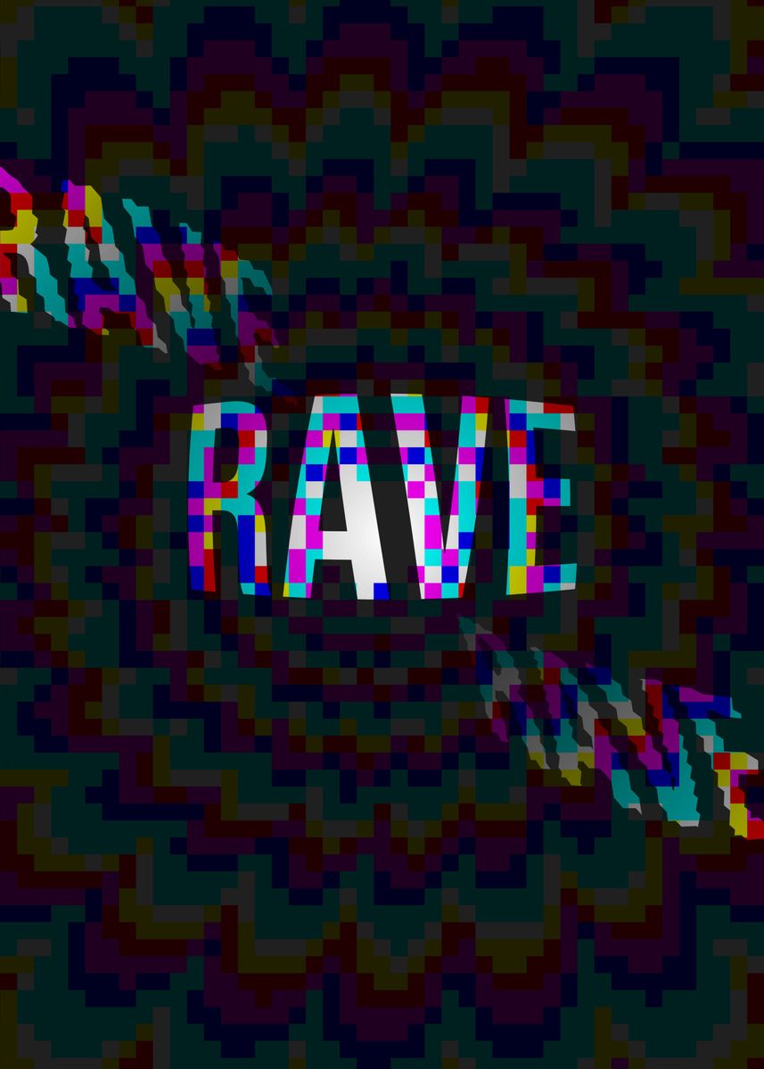 'RAVE PIXEL' Poster, picture, metal print, paint by marv | Displate