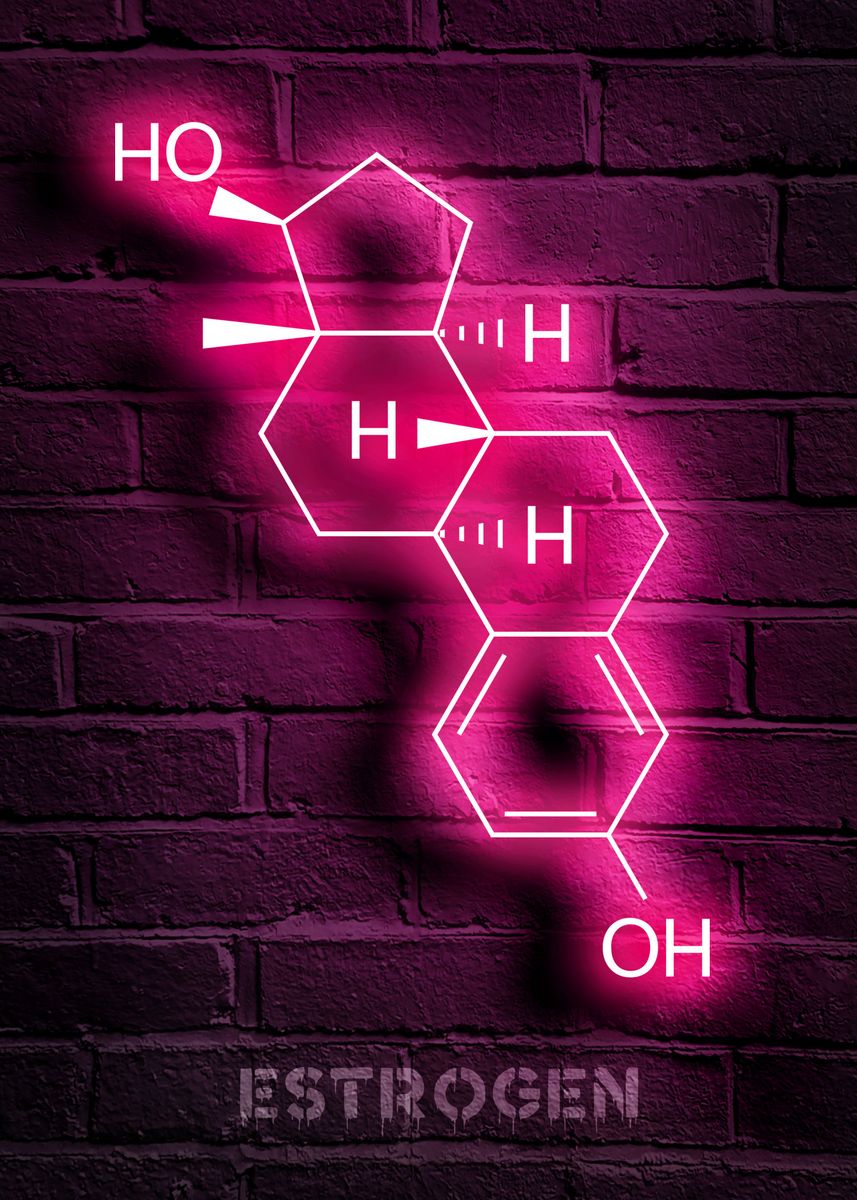 'Estrogen neon molecule' Poster, picture, metal print, paint by Kitty ...