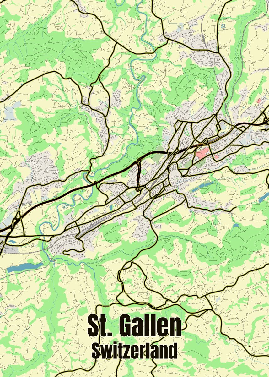 'St Gallen Switzerland' Poster, picture, metal print, paint by Sam Kal ...