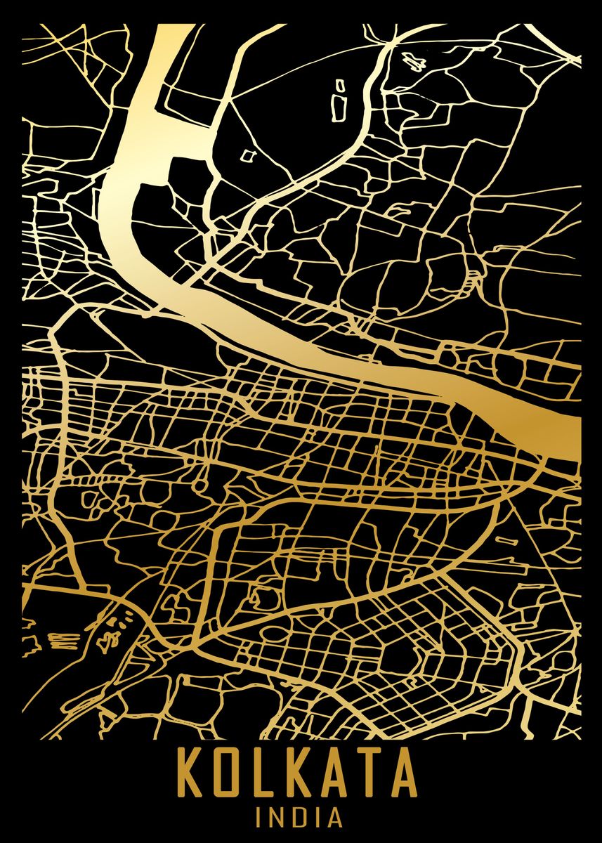 'Kolkata India City Map' Poster, picture, metal print, paint by ...