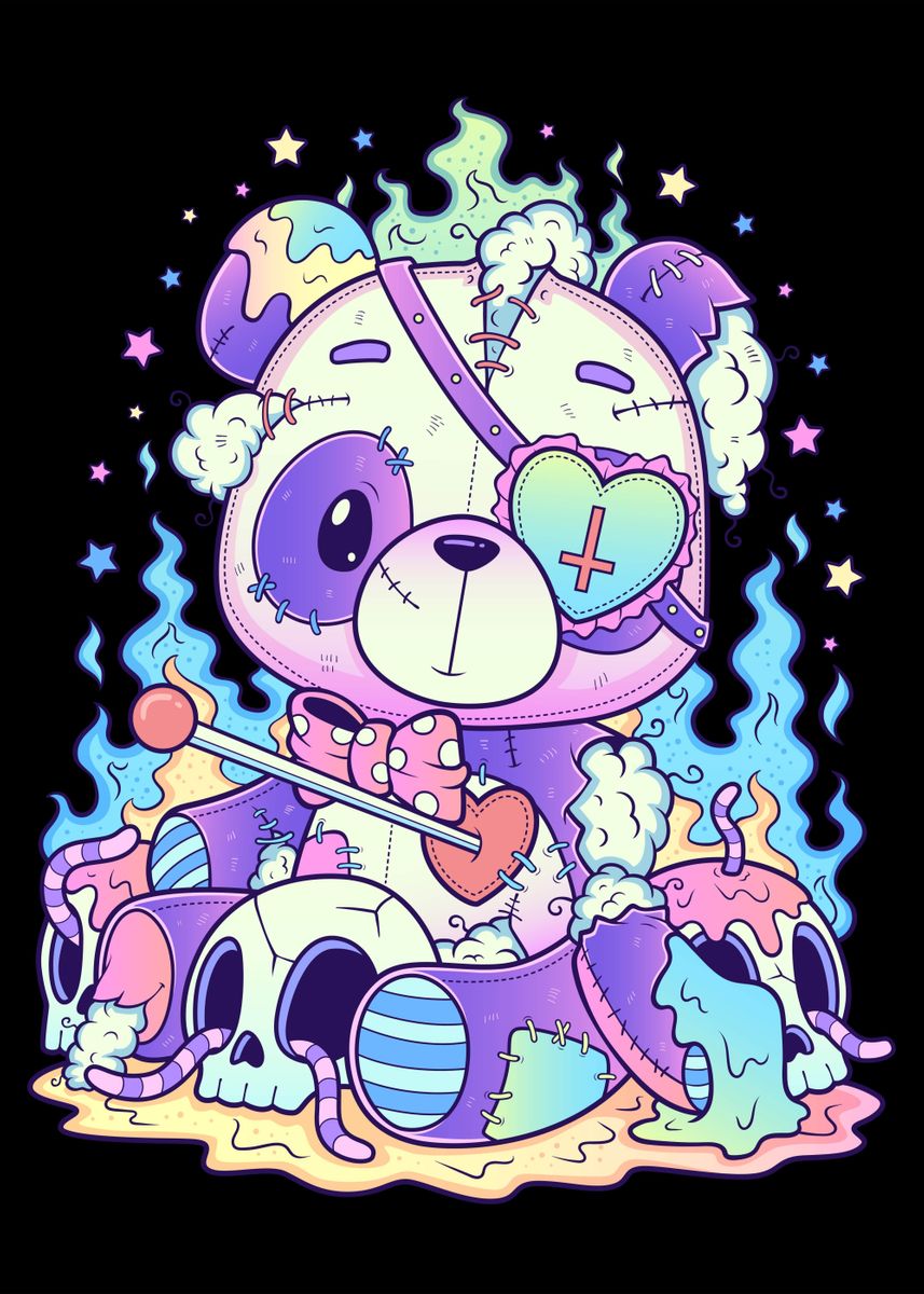 'Panda Voodoo Doll' Poster, picture, metal print, paint by B Cubed ...