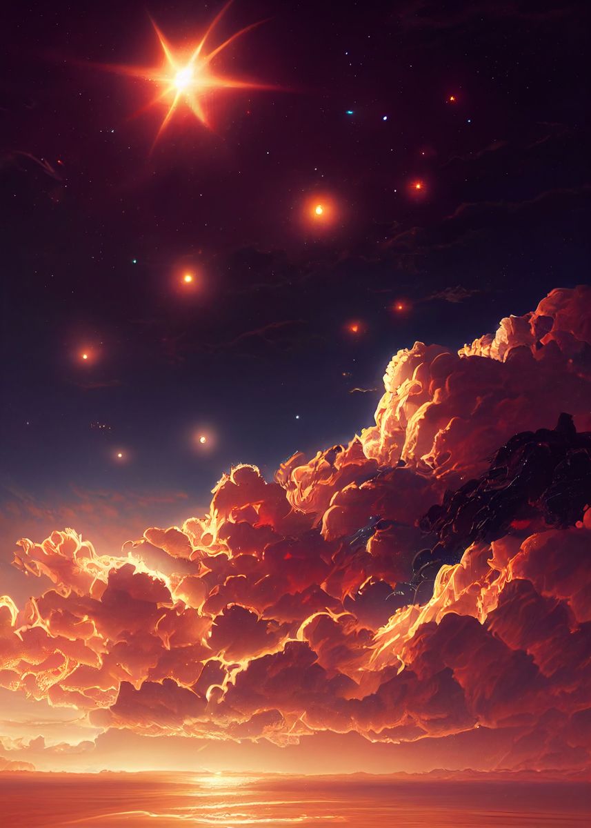 'Stars above the clouds' Poster, picture, metal print, paint by ...