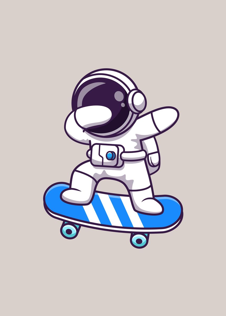 'dabbing on skateboard' Poster, picture, metal print, paint by Le Duc ...