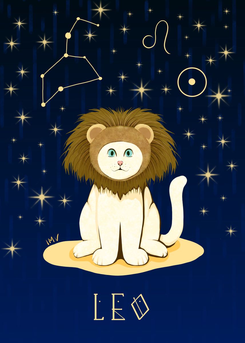 'Leo Cat Zodiacs' Poster, picture, metal print, paint by IMV Artwork ...