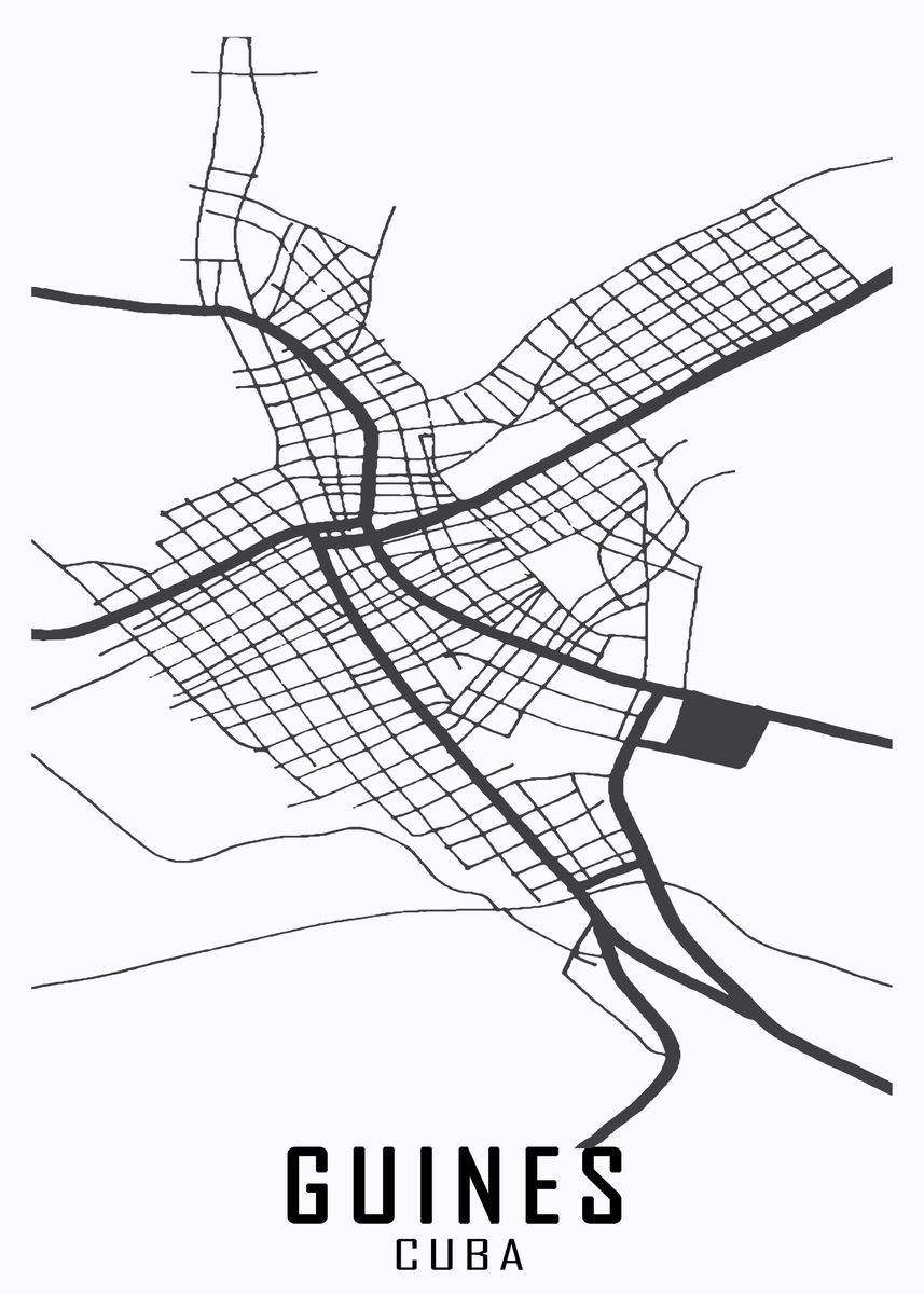 'Guines Cuba city map' Poster, picture, metal print, paint by ...