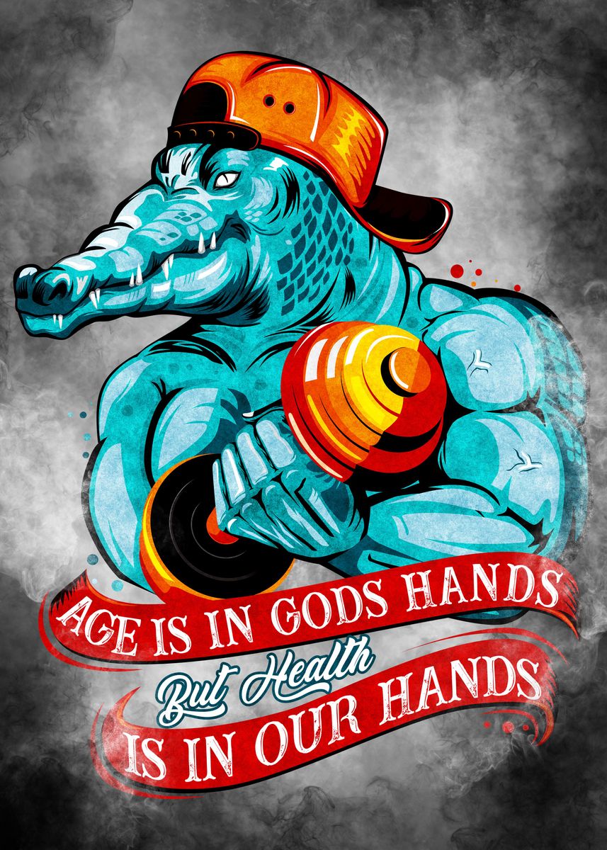 'crocodile gym' Poster, picture, metal print, paint by icha nong | Displate