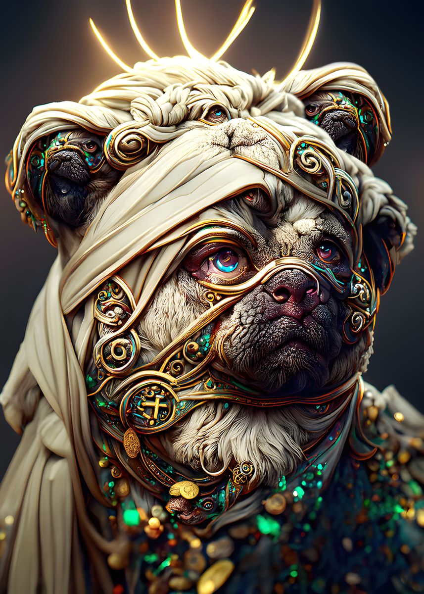 'Victoria le pug' Poster, picture, metal print, paint by mark viraj ...