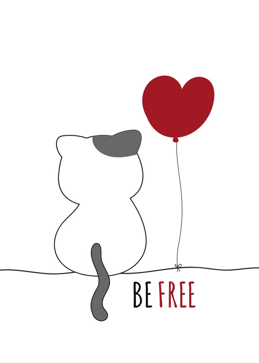 'Cute Cat Be free' Poster, picture, metal print, paint by Faissal ...