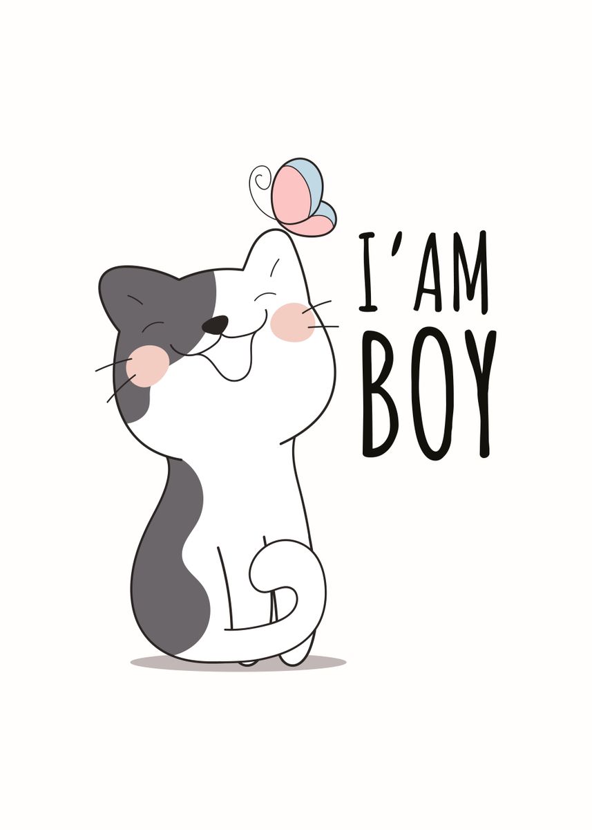 'Boy Cat' Poster, picture, metal print, paint by Faissal Thomas | Displate