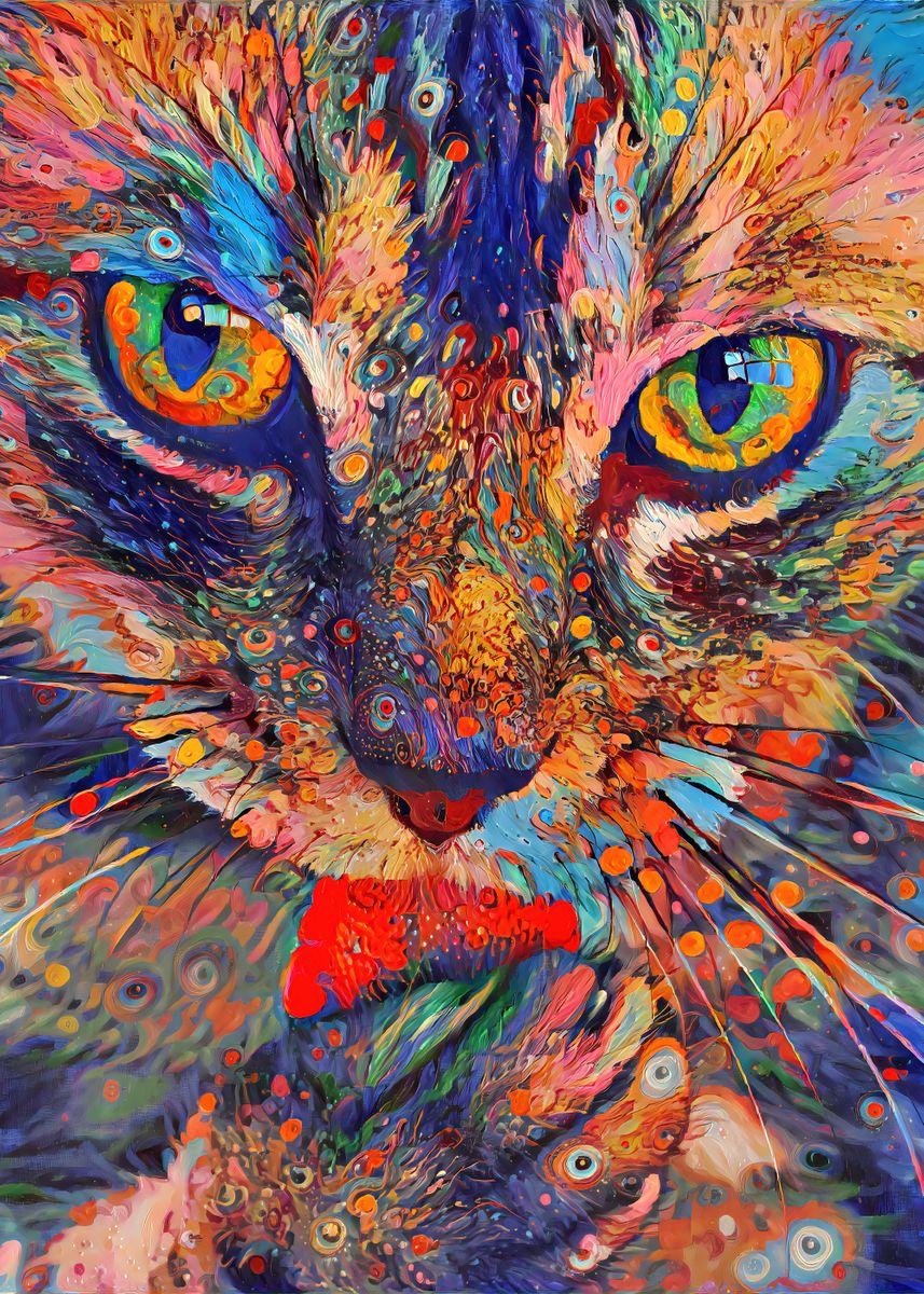 'Abstract Cat' Poster, picture, metal print, paint by Snecc Faraday ...