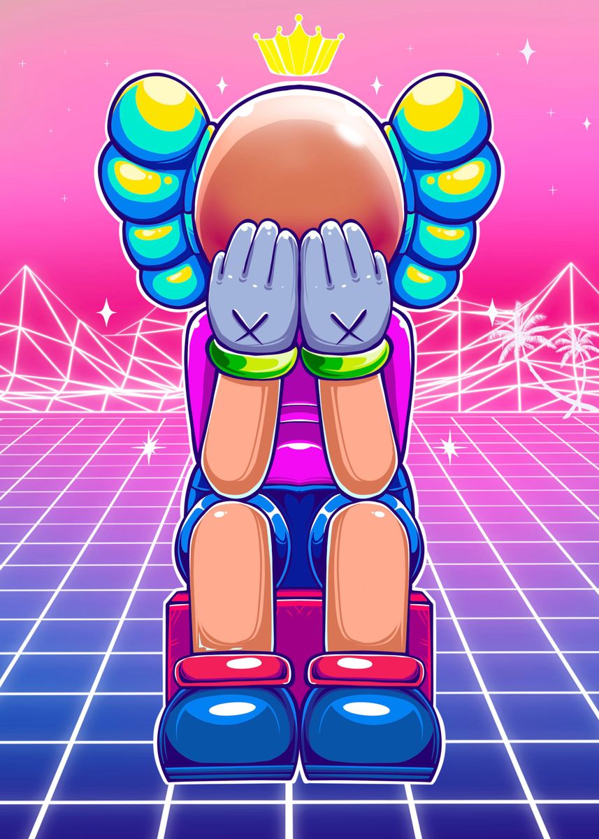 'Neon kaws' Poster, picture, metal print, paint by Boon Edgar | Displate