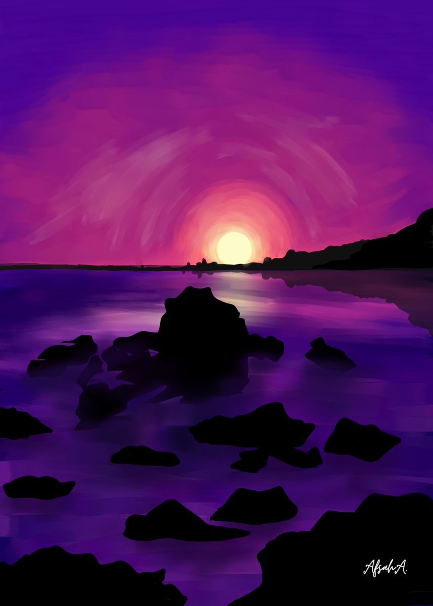 'Sunset View' Poster, picture, metal print, paint by Afsah Arshad ...