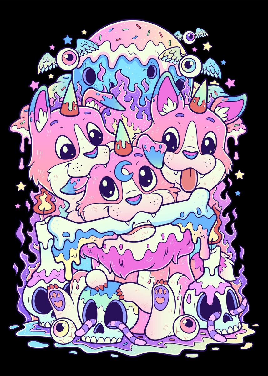 'Cerberus Pastel Goth' Poster, picture, metal print, paint by B Cubed ...