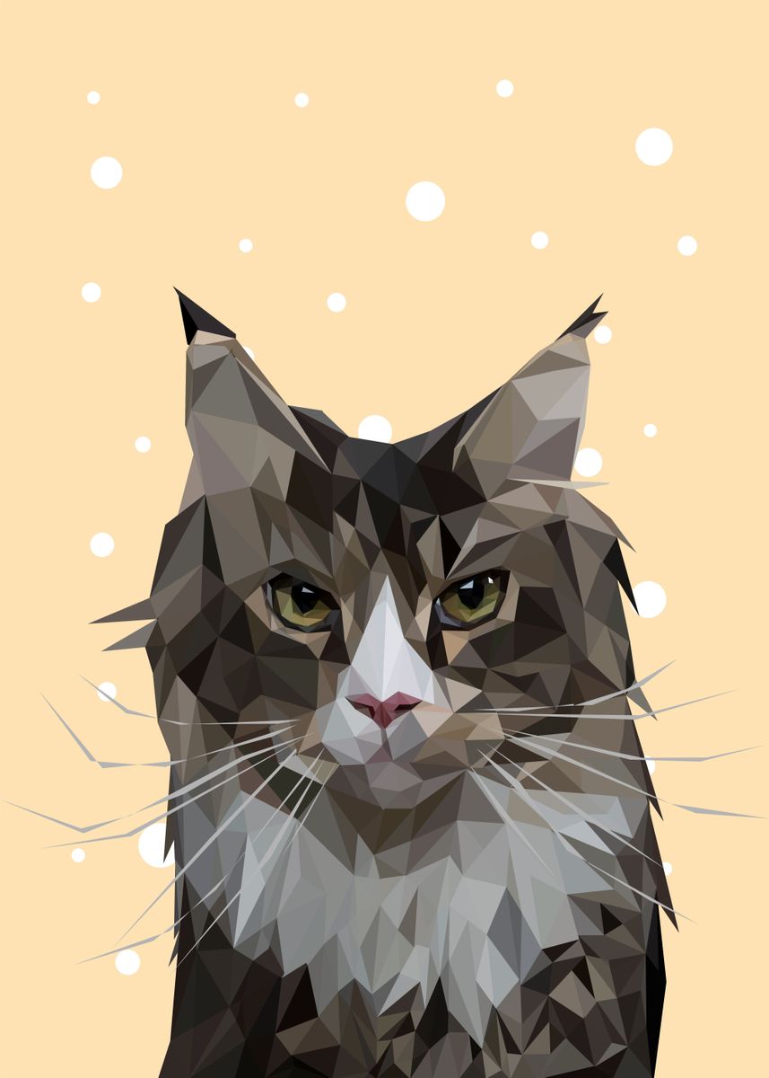 'animal portrait cat' Poster, picture, metal print, paint by Lowpoly ...