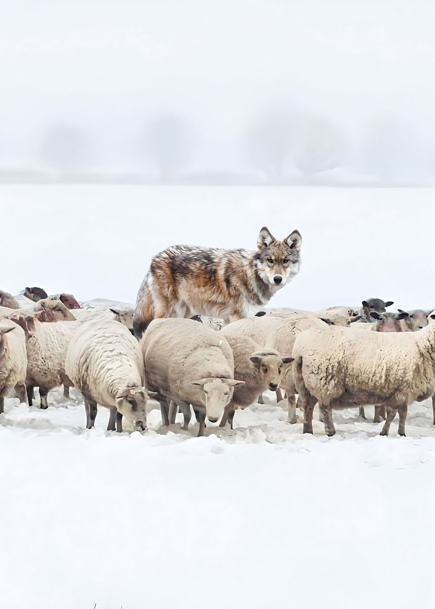 'Wolf Among Sheep' Poster, picture, metal print, paint by Conceptual ...