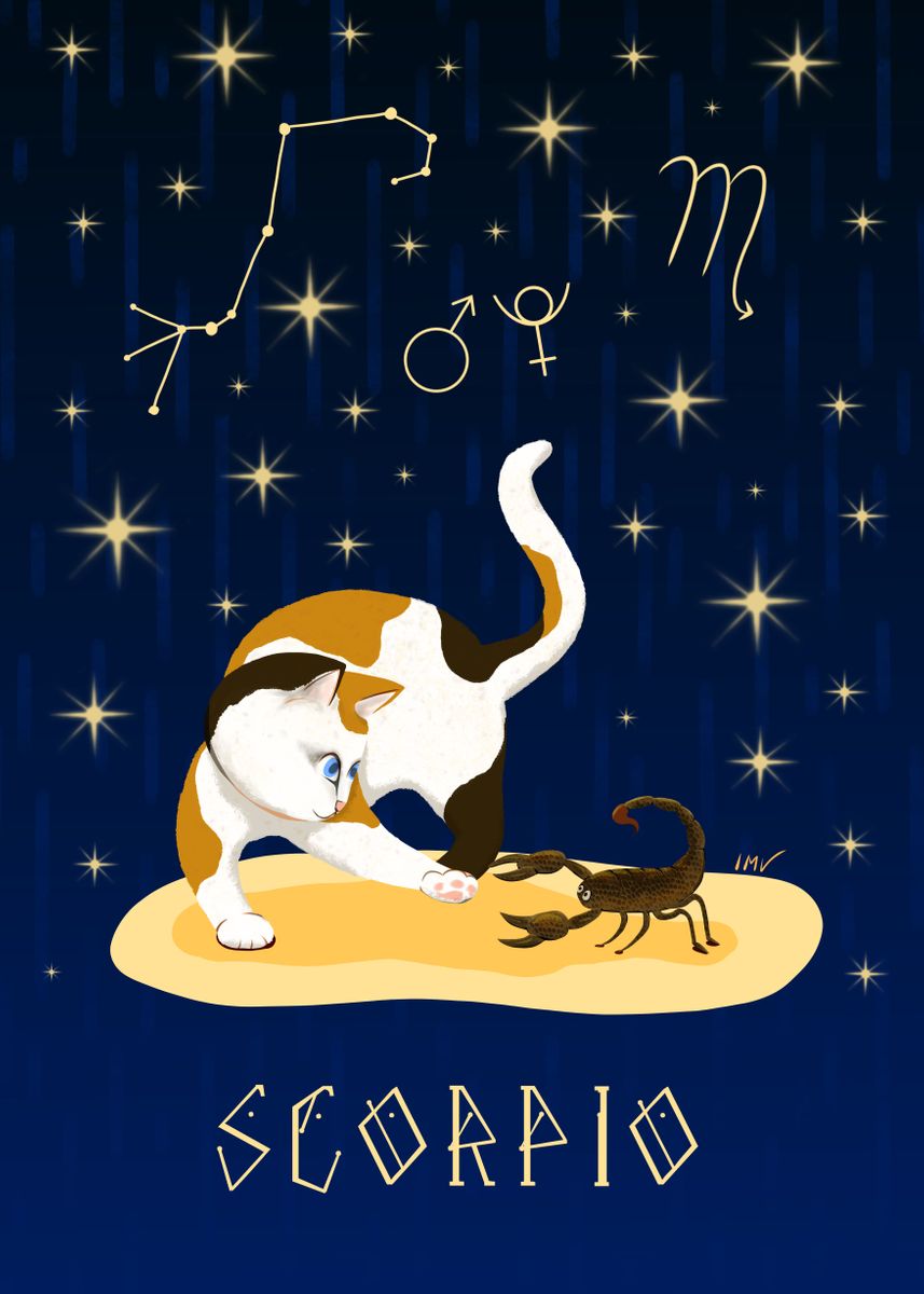 'Scorpio Cat Zodiacs' Poster by IMV Artwork | Displate